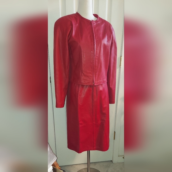 Tibor | Other | Vintage Red Leather Suit | Poshmark